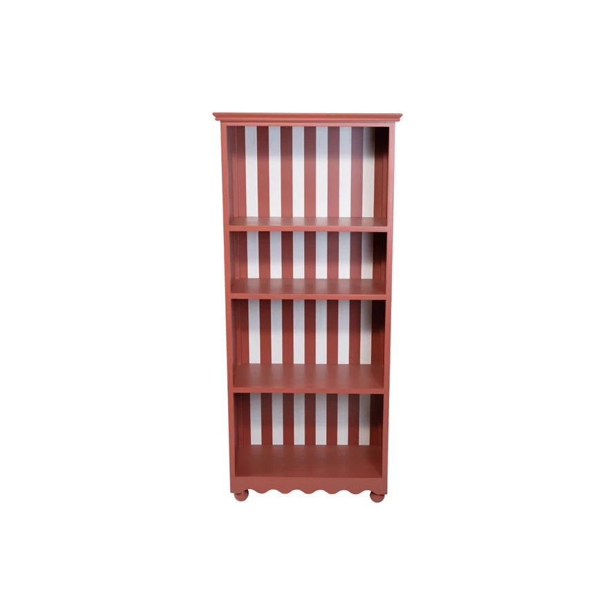 Clay/White Striped Backed Shelf